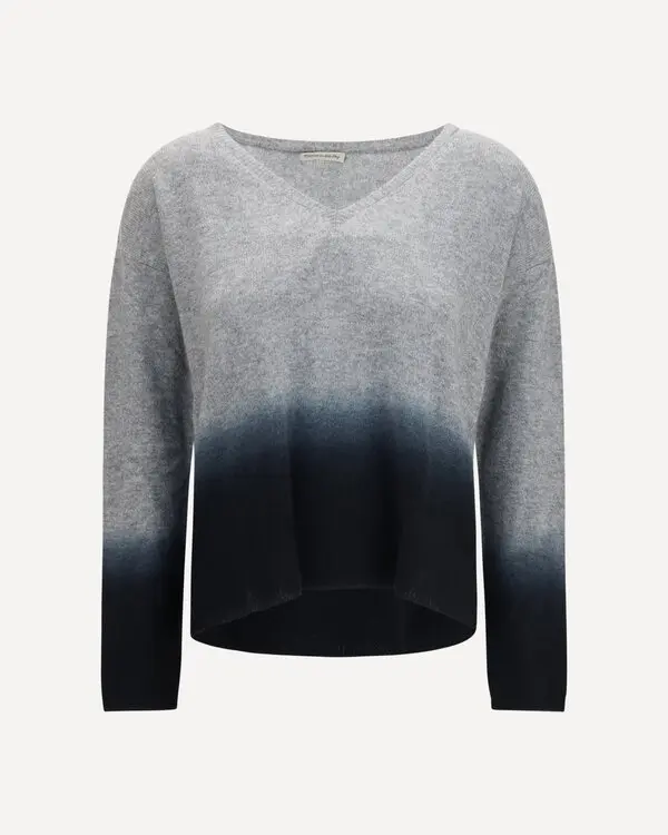 MIRROR IN THE SKY V-neck Cashmere Sweater With Gradient Finish