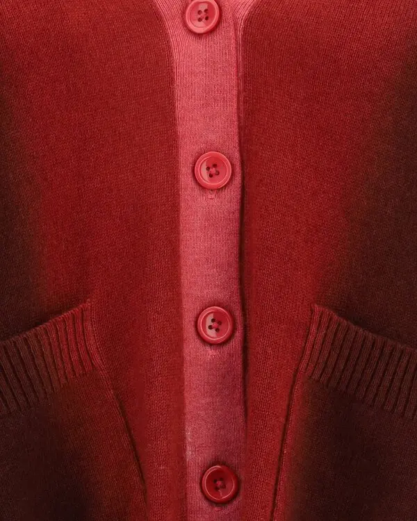 MIRROR IN THE SKY Ombré Cashmere Cardigan With Pockets - Bordeaux