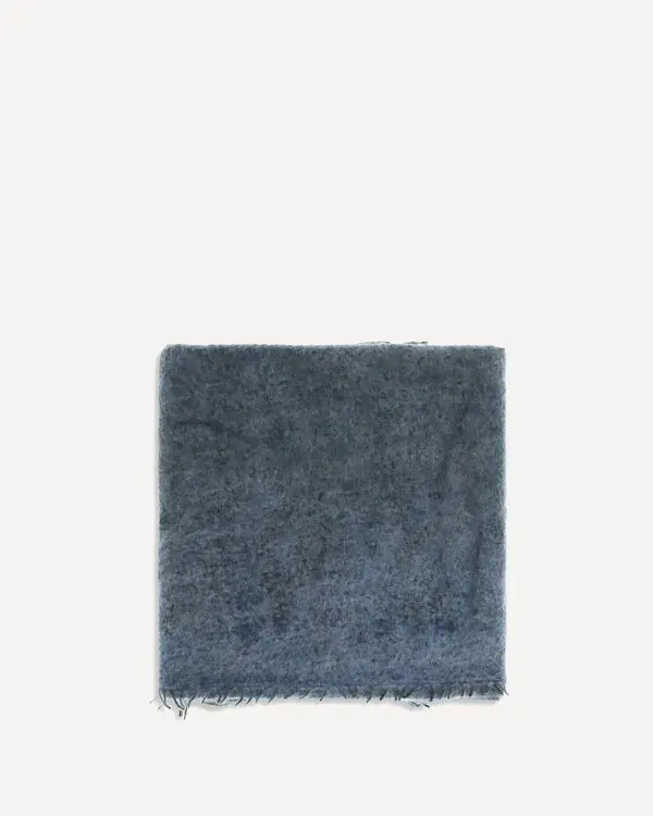 MIRROR IN THE SKY Lightweight Cashmere Scarf With Fringes - Blue
