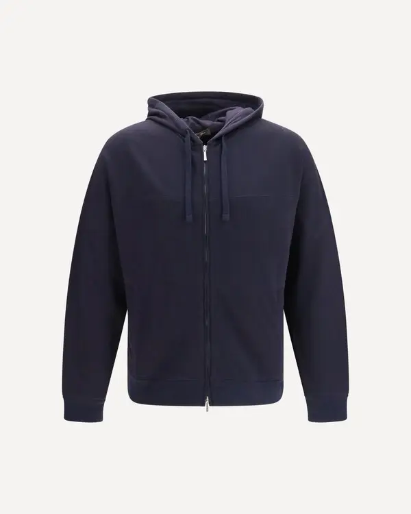 Loro Piana Cotton And Cashmere Bomber Hoodie - Blue