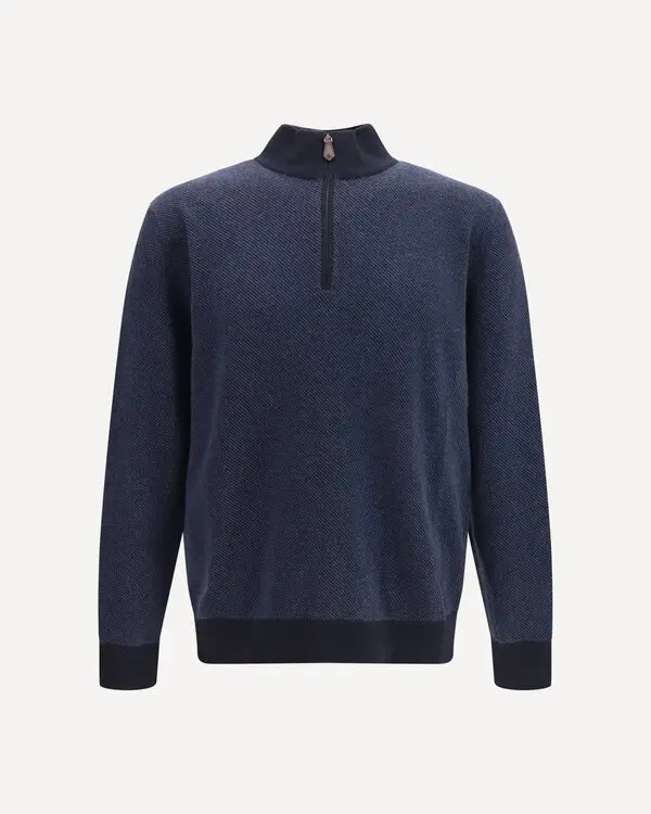 Loro Piana Roadster Cashmere Sweater With Half-zip - Blue