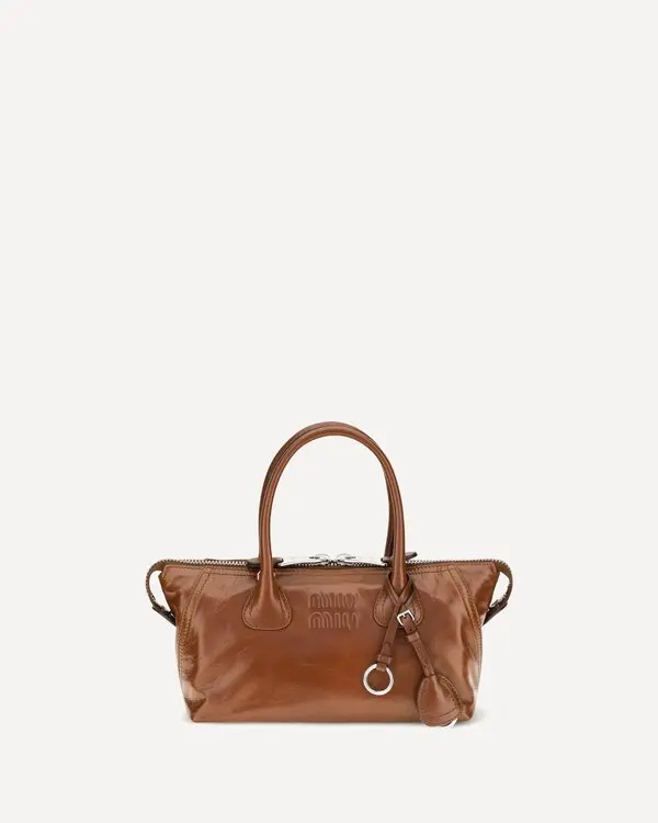 Miu Miu Glossy Leather Handbag - Brown