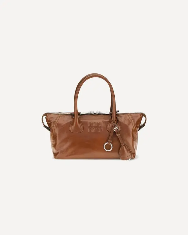 Miu Miu Glossy Leather Handbag - Brown