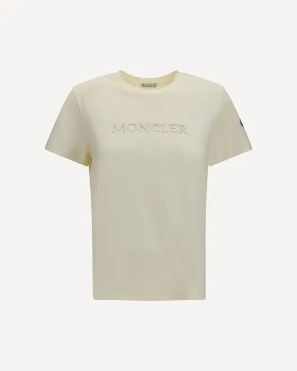 Moncler Cotton T-shirt With Tone-on-tone Embroidered Logo