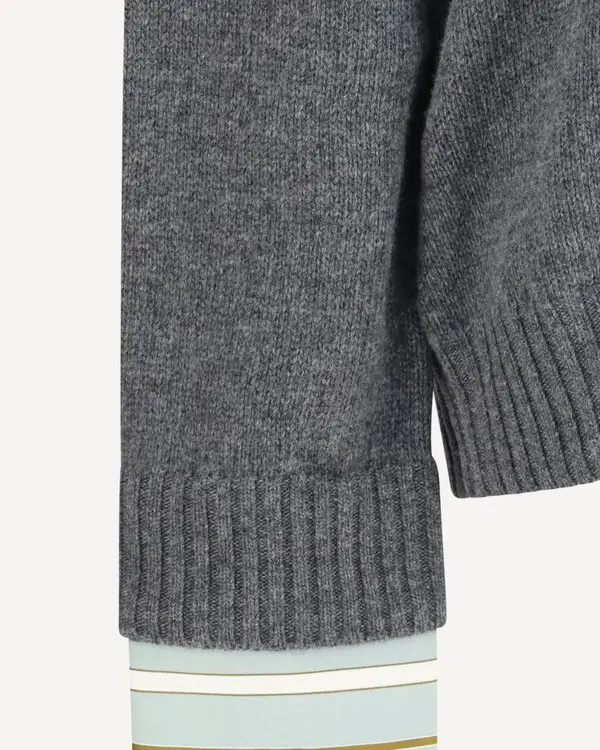 Prada Crewneck Wool Sweater With Integrated Cuffs - Grey