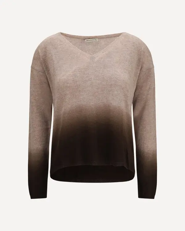 MIRROR IN THE SKY V-neck Cashmere Sweater With Gradient Finish
