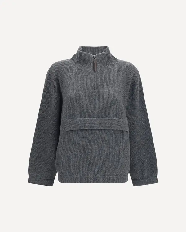 Brunello Cucinelli Cashmere Half-zip Sweater - Grey