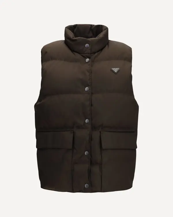 Prada Re-nylon Down Gilet - Brown