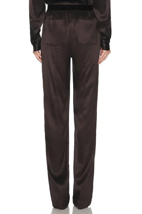 TOM FORD Silk Satin Straight Leg Pant In Brown