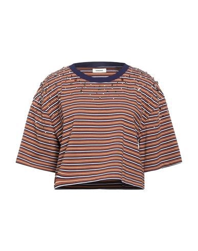 Sandro Striped Cotton T-shirt With Embellishments