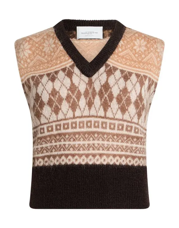 BALLANTYNE Sleeveless V-neck Jacquard Knit Sweater Vest