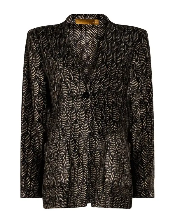 SIYU Single-breasted Floral Print Velvet Blazer