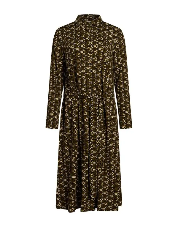 SIYU Geometric Print Midi Shirt Dress