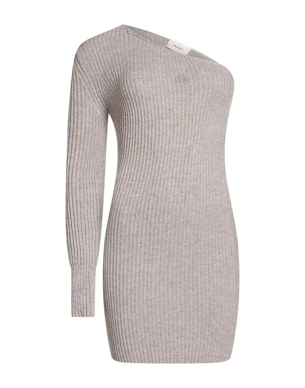 VICOLO One-shoulder Ribbed Knit Mini Dress