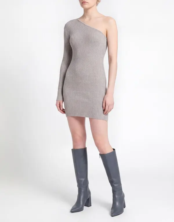 VICOLO One-shoulder Ribbed Knit Mini Dress