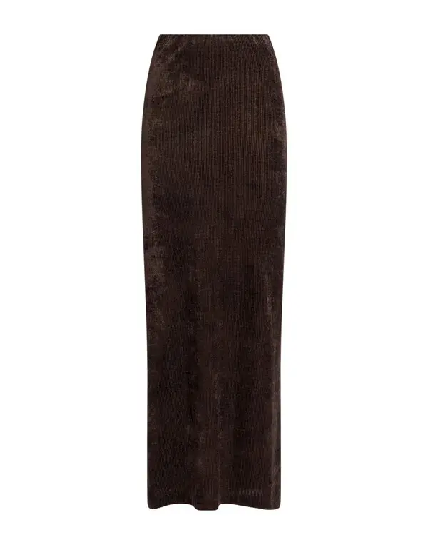 ALYSI Chocolate Maxi Skirt In Viscose And Polyamide