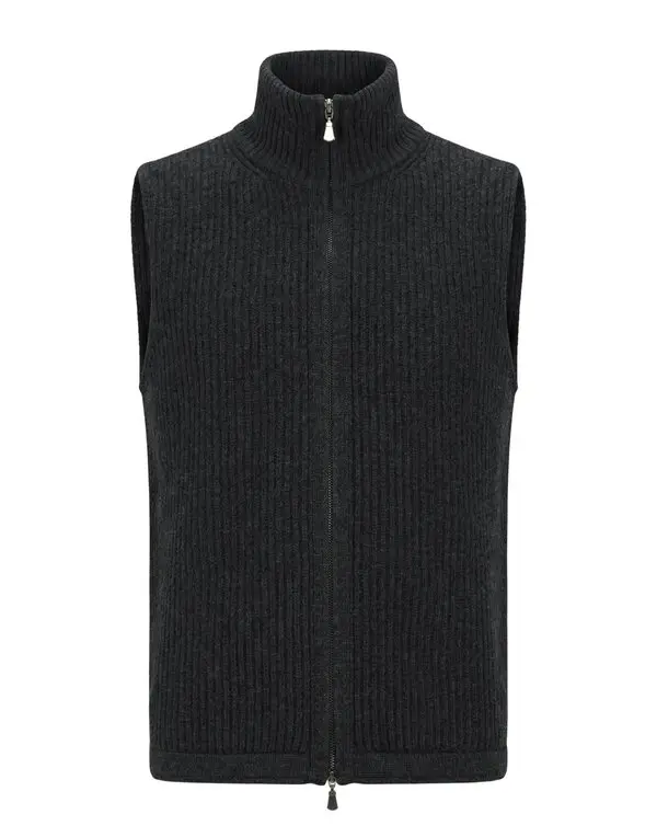 Alpha Studio Wool And Cashmere Ribbed-knit Vest