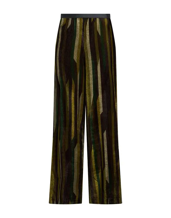 SIYU Dark Viscose And Silk Striped Pants - Brown