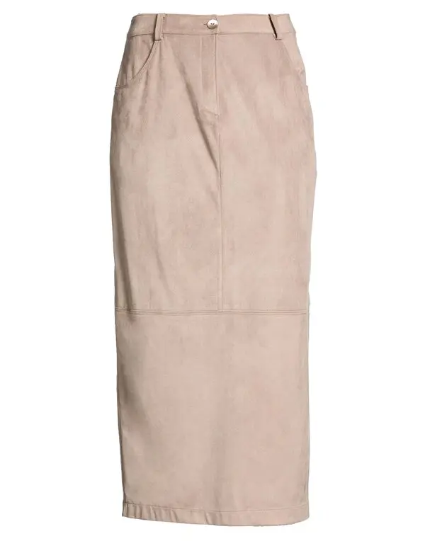 PUROTATTO Midi Skirt In Taupe Polyester And Elastane