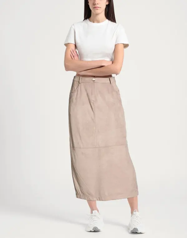 PUROTATTO Midi Skirt In Taupe Polyester And Elastane