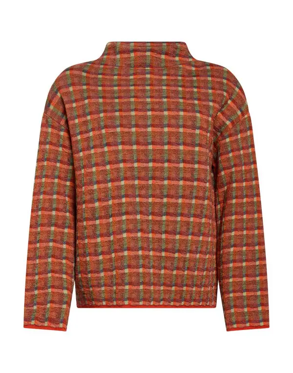 SIYU Merino Wool Checked Mock Neck Sweater