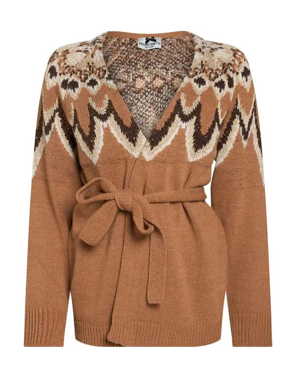 NO SECRETS Jacquard-knit Cardigan With Belt And Sequins