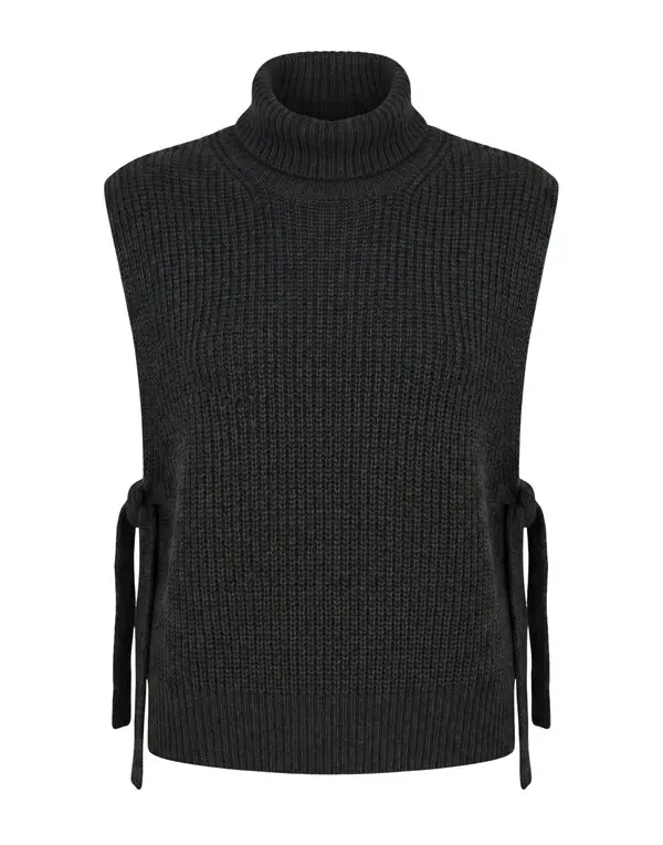 CARACTÈRE Sleeveless Ribbed Knit Turtleneck - Grey