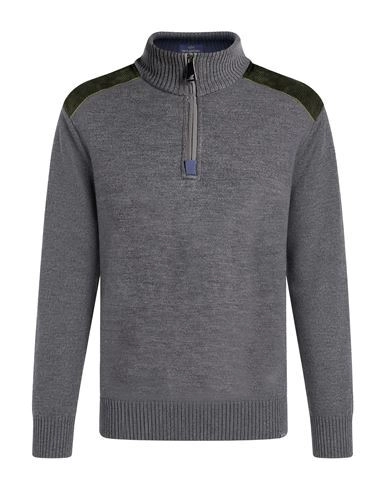 Paul & Shark Virgin Wool Half-zip Sweater With Velvet Trims - Grey