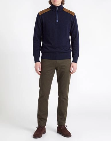 Paul & Shark Virgin Wool Half-zip Sweater With Velvet Trims - Midnight Blue