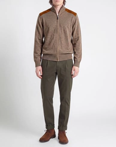 Paul & Shark Virgin Wool Half-zip Sweater With Velvet Trims - Taupe