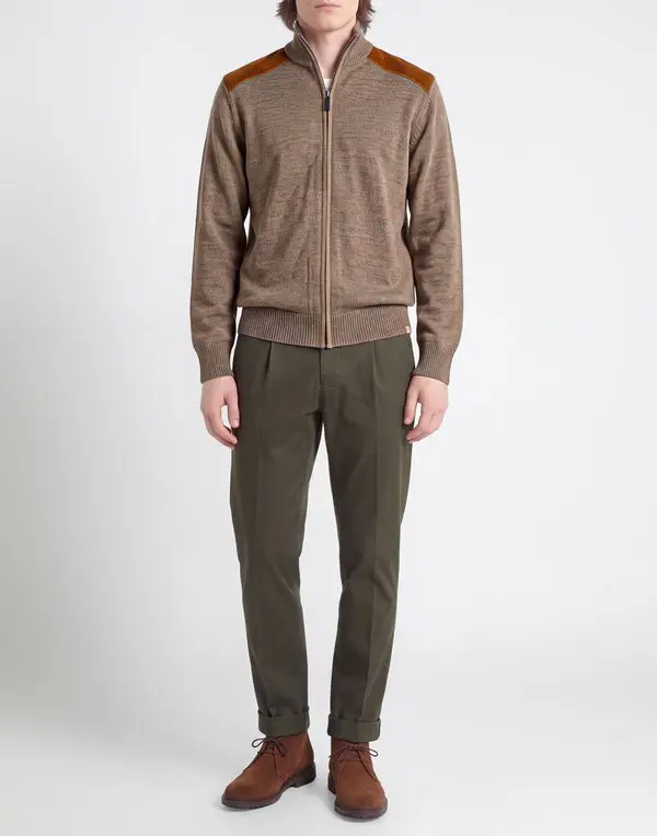 Paul & Shark Virgin Wool Half-zip Sweater With Velvet Trims - Taupe