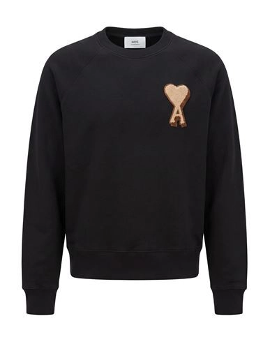 AMI Paris Cotton Sweatshirt With Appliqué Logo - Black