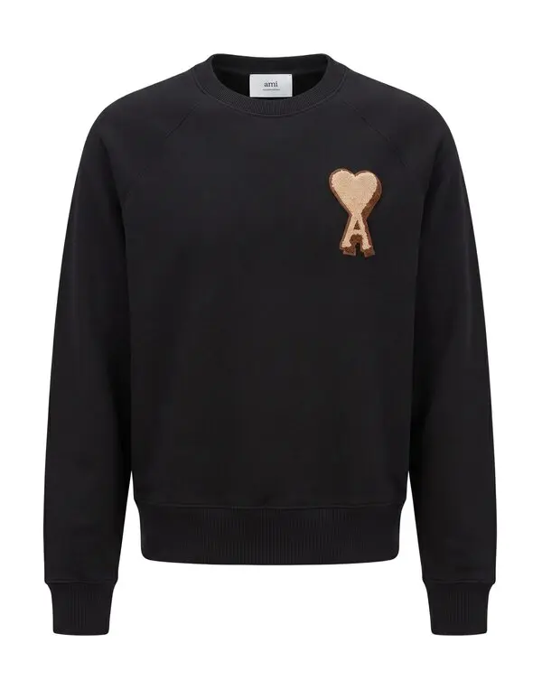 AMI Paris Cotton Sweatshirt With Appliqué Logo