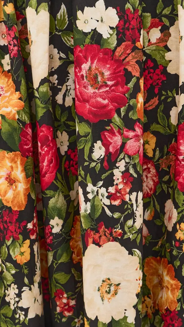 Moon River Floral Print Sweetheart Neck Midi Dress