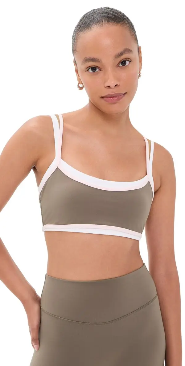 FORM Contrast Layered Bra - Walnut/pink