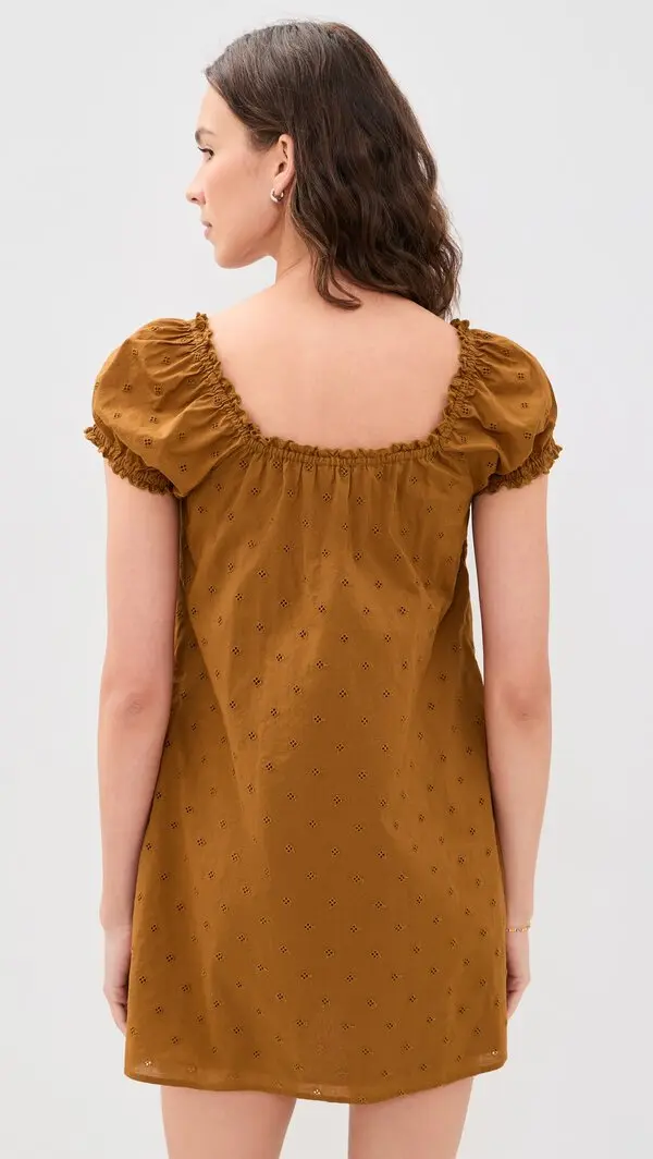 Madewell Chateau Dress Allover Eyelet Puff Sleeve Mini Dress