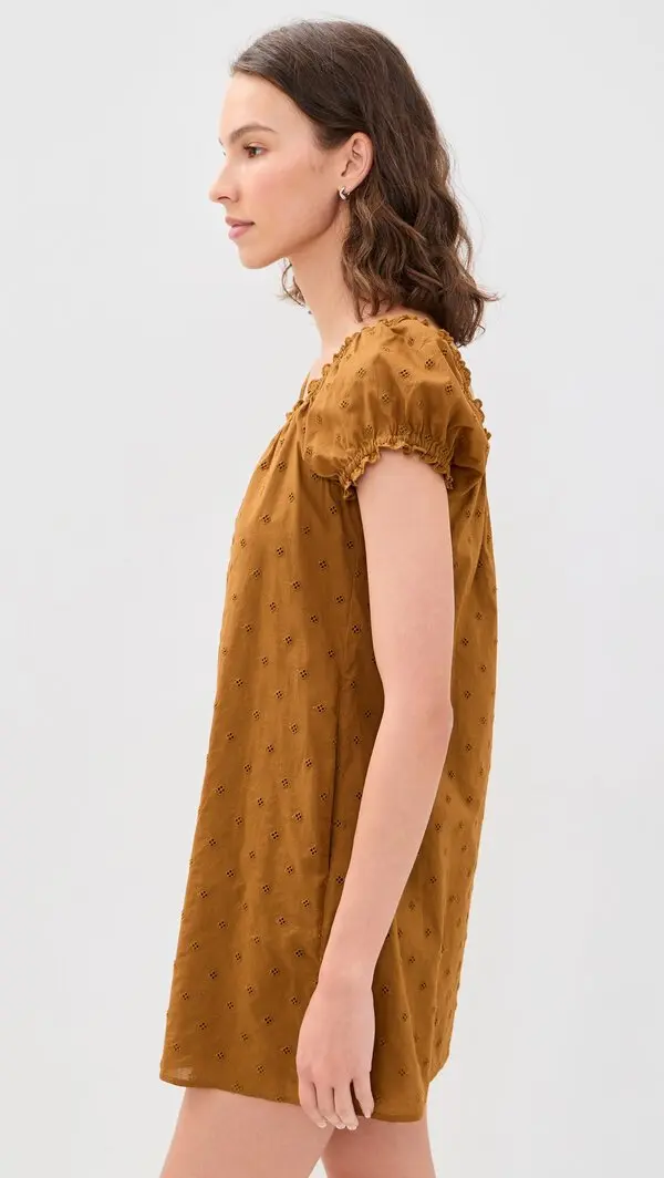 Madewell Chateau Dress Allover Eyelet Puff Sleeve Mini Dress