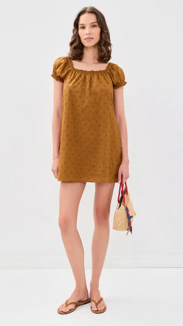 Madewell Chateau Dress Allover Eyelet Puff Sleeve Mini Dress