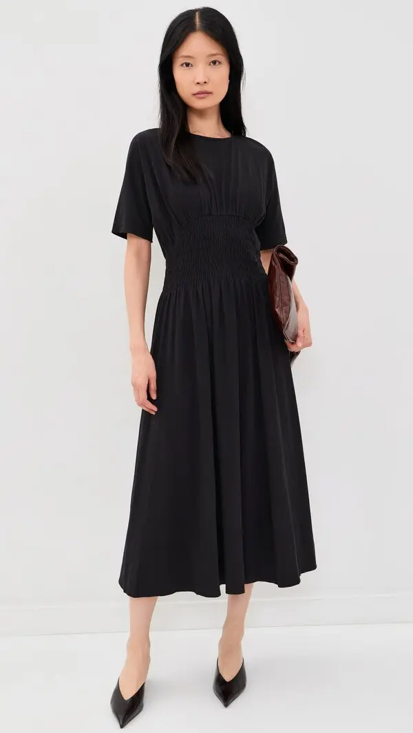 Merlette Gallen Smocked Waist Maxi Dress - Black