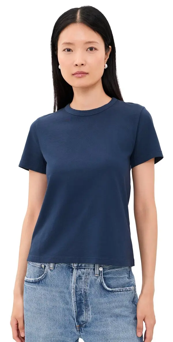 Madewell The Perfect Crewneck Tee In Allday Jersey - Deep Indigo