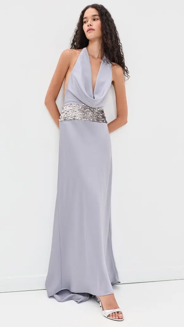 RUNAWAY THE LABEL Marcella Deep Plunge Maxi Dress