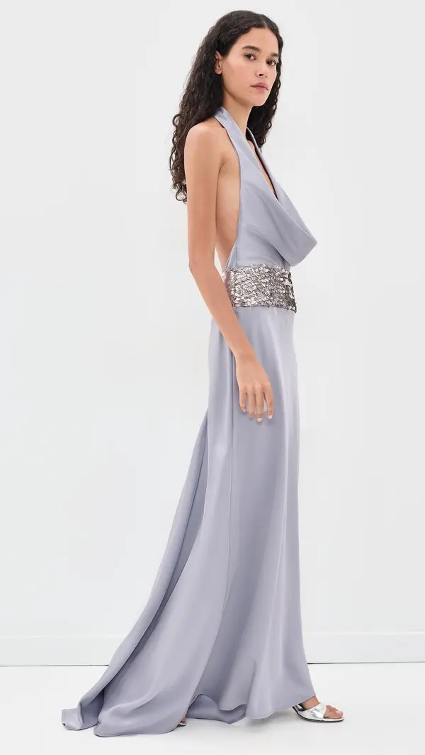 RUNAWAY THE LABEL Marcella Deep Plunge Maxi Dress