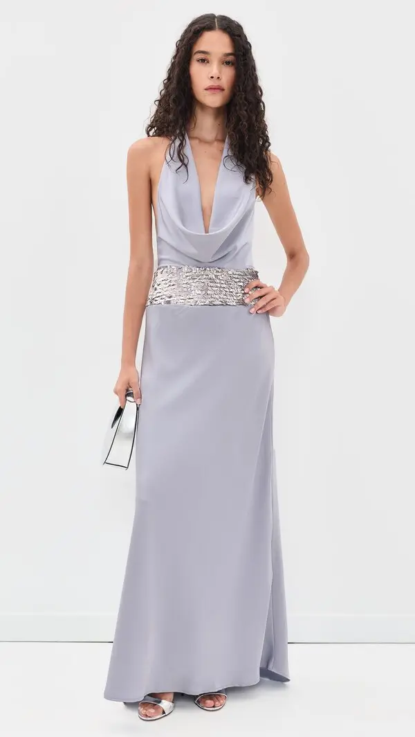 RUNAWAY THE LABEL Marcella Deep Plunge Maxi Dress