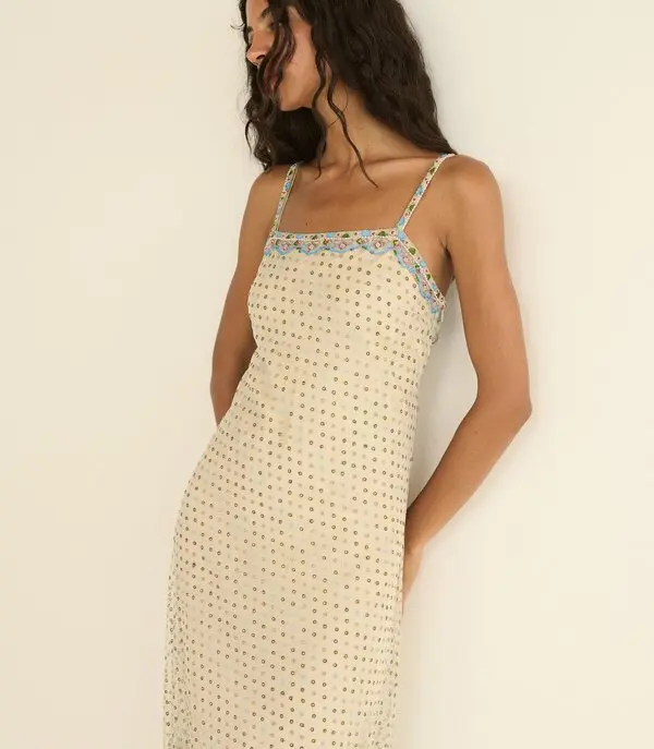 DÔEN Elida Hand-embroidered Tulle Maxi Dress