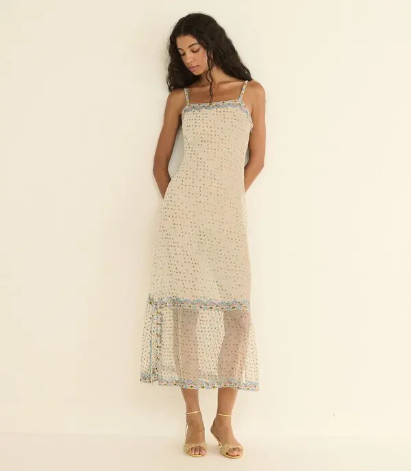 DÔEN Elida Hand-embroidered Tulle Maxi Dress