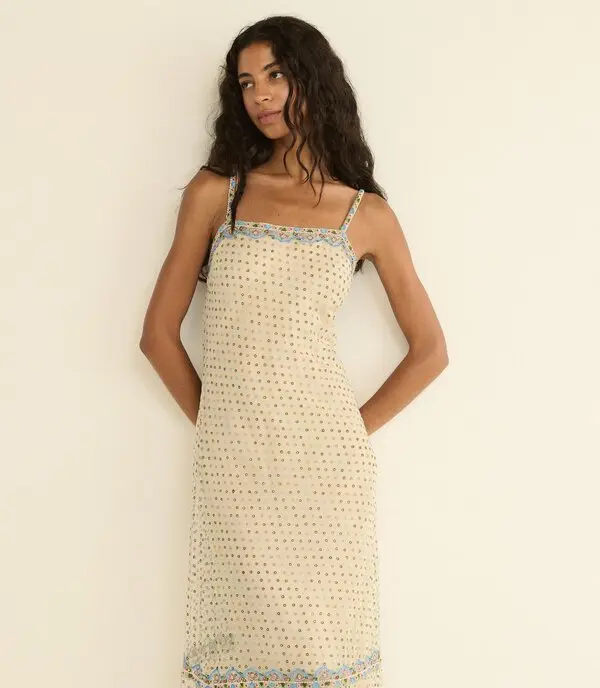 DÔEN Elida Hand-embroidered Tulle Maxi Dress