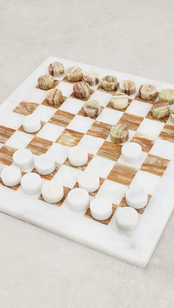 Jia Jia Onyx Checkers Set - Marble