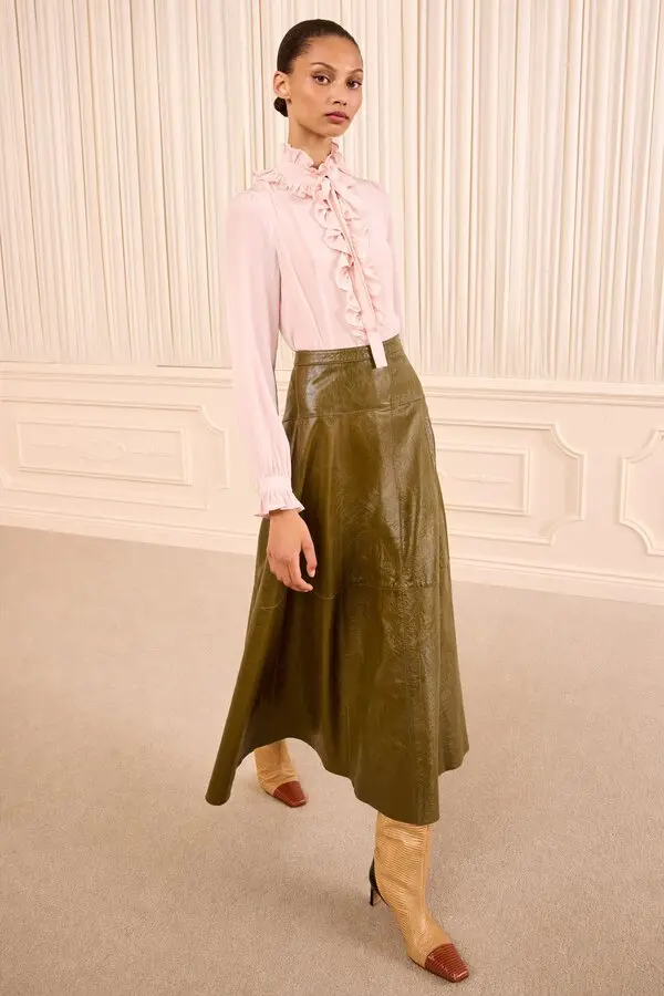 Ulla Johnson Catroux Long Sleeve Silk Blouse - Powder
