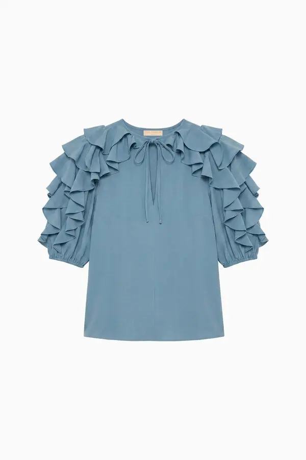 Ulla Johnson Josephine Short Sleeve Silk Top