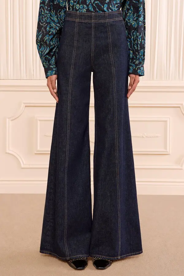 Ulla Johnson Bianca Wide Leg Seamed Jeans